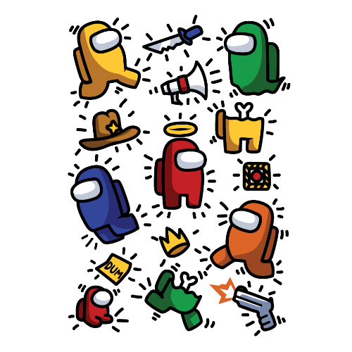 Tee shirt Among us pop art - Dessin dans le style de Keith Haring